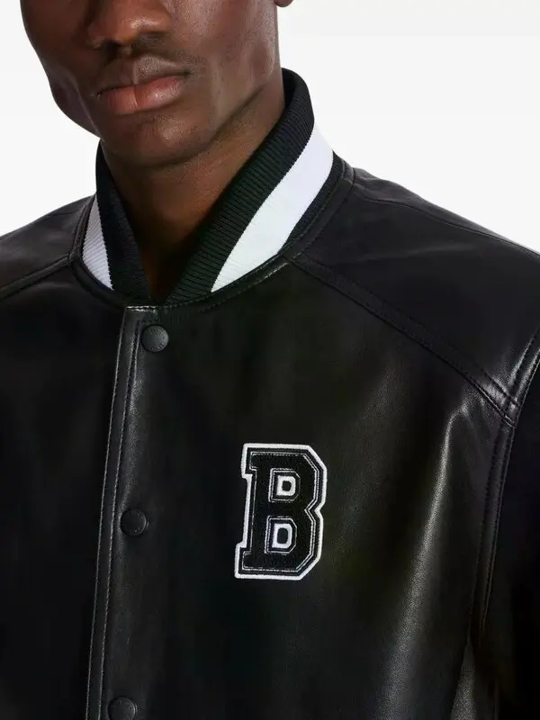 Balmain Varsity Leather Bomber Jacket