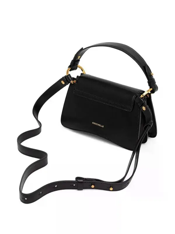 COCCINELLE C-me Leather Satchel With Gold-tone Clasp - Black