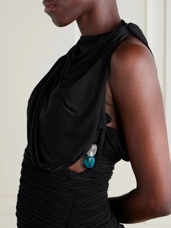 Christopher Esber Beach Glass Ruched Asymmetric Jersey Mini Dress