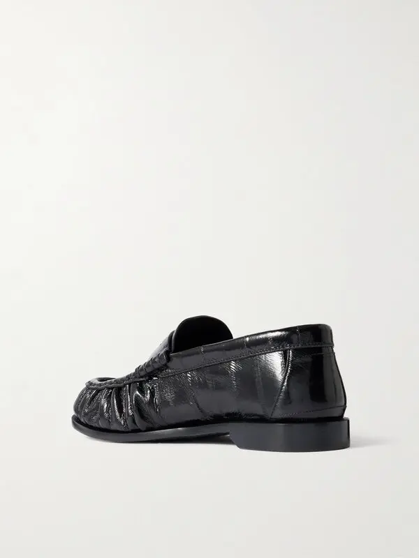 Saint Laurent Crinkled-leather Loafers