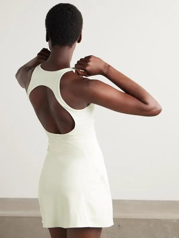 Adidas By Stella McCartney Perforated Recycled Tennis Dress With Shorts - Neutrals