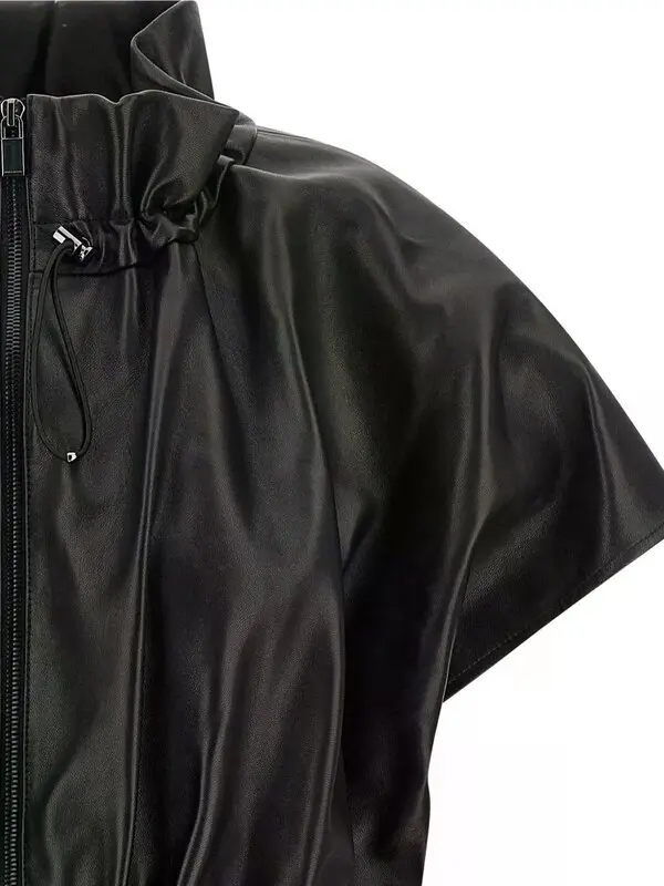 Magda Butrym Ruffled High-neck Leather Jacket