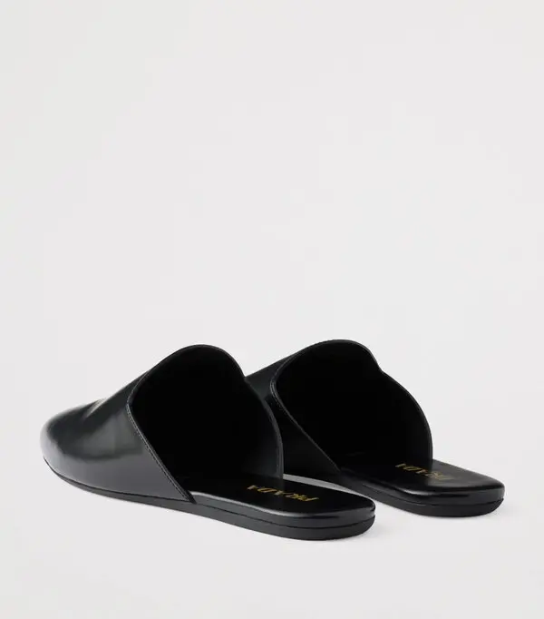 Prada Calfskin Leather Flat Mules - Black