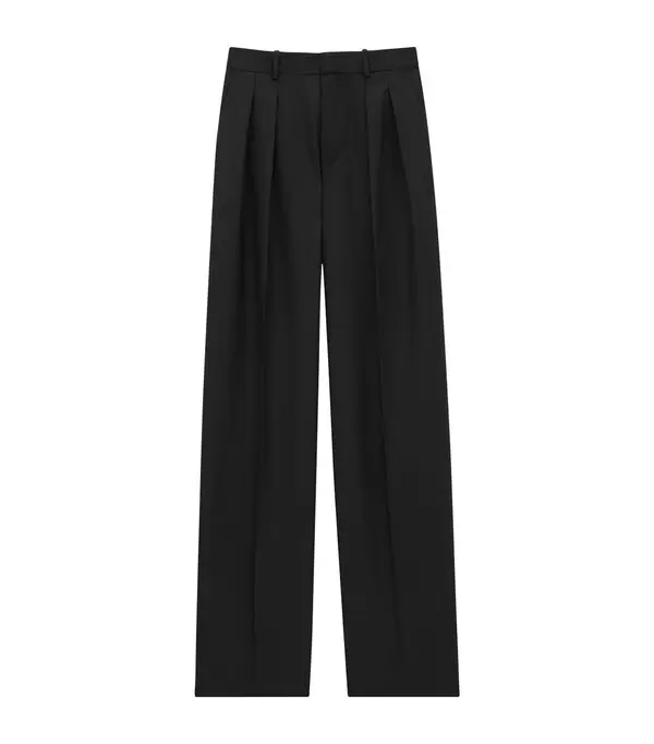 Saint Laurent Wool Chiné Trousers - Black