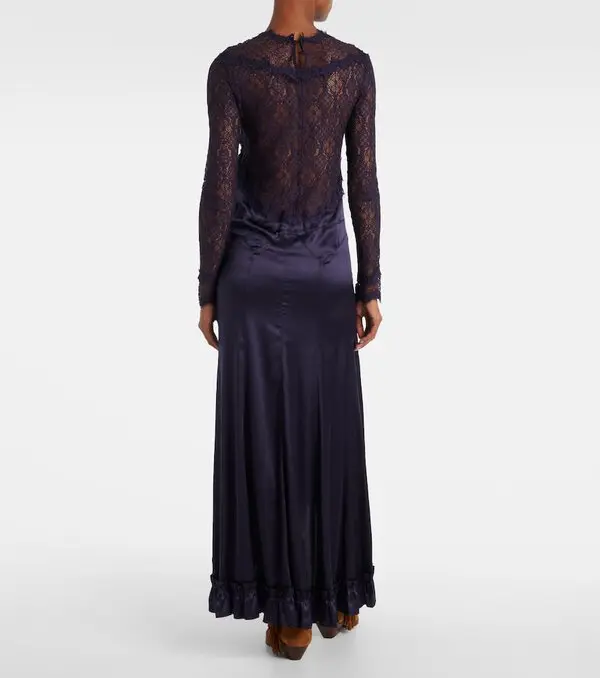 Isabel Marant Étoile Dolores Lace-trimmed Silk-blend Satin Gown