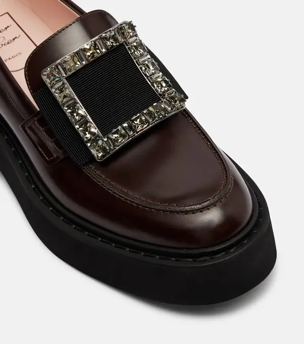 ROGER VIVIER Viv' Rangers Leather Platform Loafers