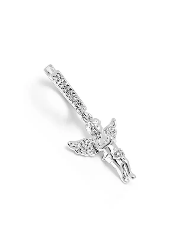 NIALAYA JEWELRY Stainless Steel Angel Huggie Earrings - Silver