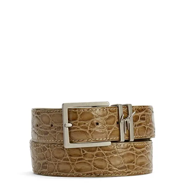 GIUSEPPE ZANOTTI Teodore Crocodile-effect Leather Belt - Beige