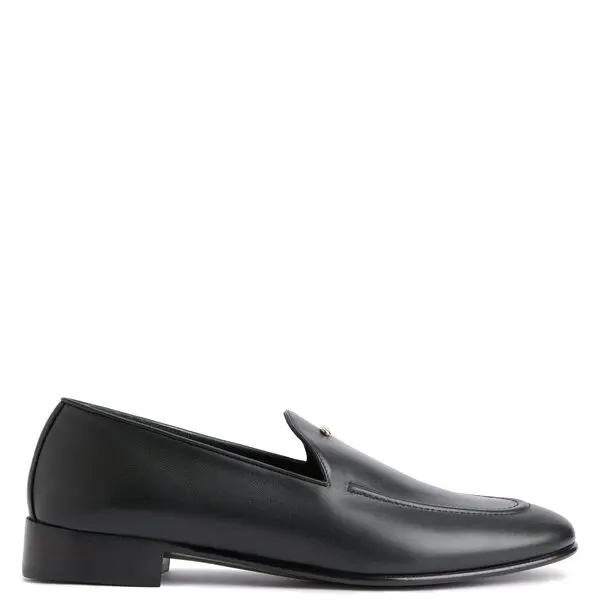 GIUSEPPE ZANOTTI Leather Loafers With Metal Detail - Black