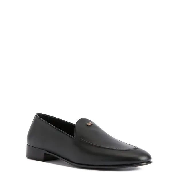 GIUSEPPE ZANOTTI Leather Loafers With Metal Detail - Black