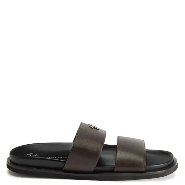 GIUSEPPE ZANOTTI Double-strap Leather Sandals - Brown