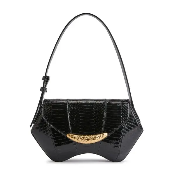 GIUSEPPE ZANOTTI Compact Snakeskin Shoulder Bag - Black