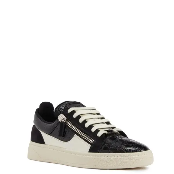 GIUSEPPE ZANOTTI Low-top Sneakers With Crocodile Print - Black