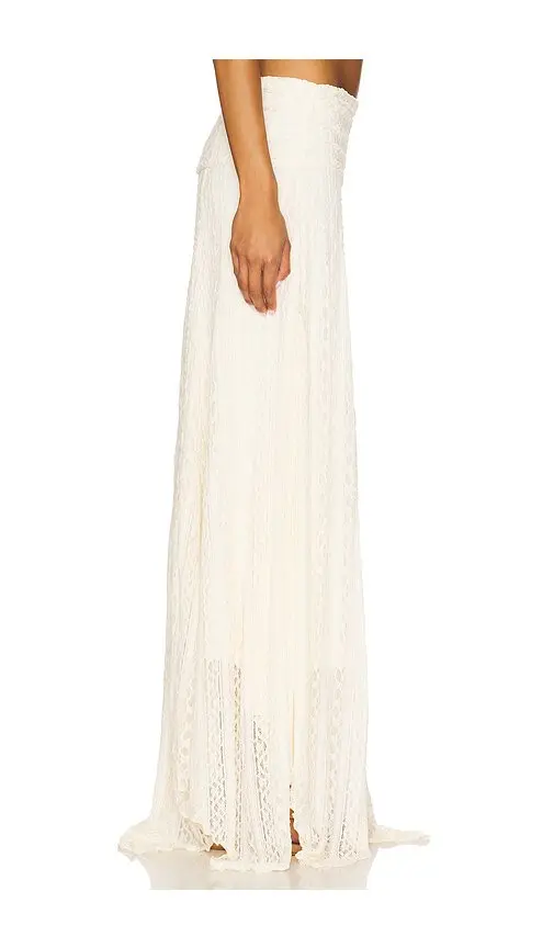 MORE TO COME Maxi Skirt With Lace Overlay And Asymmetric Hem - Ivory