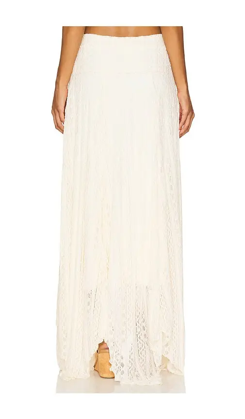 MORE TO COME Maxi Skirt With Lace Overlay And Asymmetric Hem - Ivory