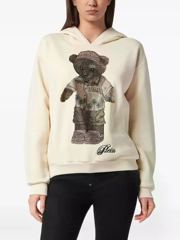 Philipp Plein Crystal Embellished Teddy Bear Hoodie