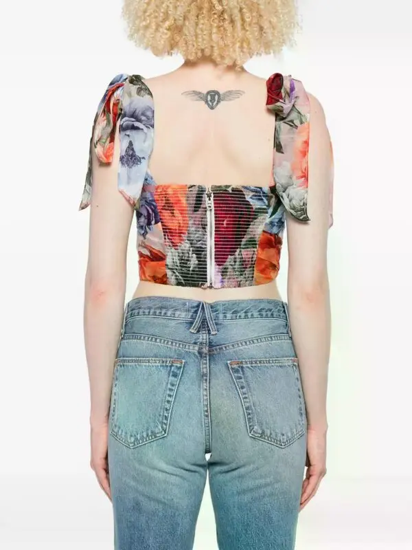 Alice + Olivia Floral Print Tie Detail Blouse