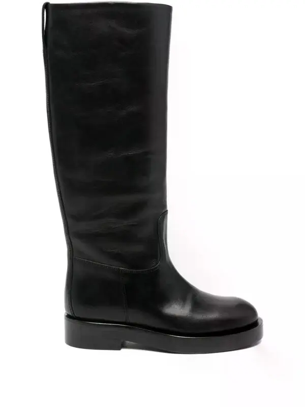 Paris Texas Nappa Leather Flat Boots - Black