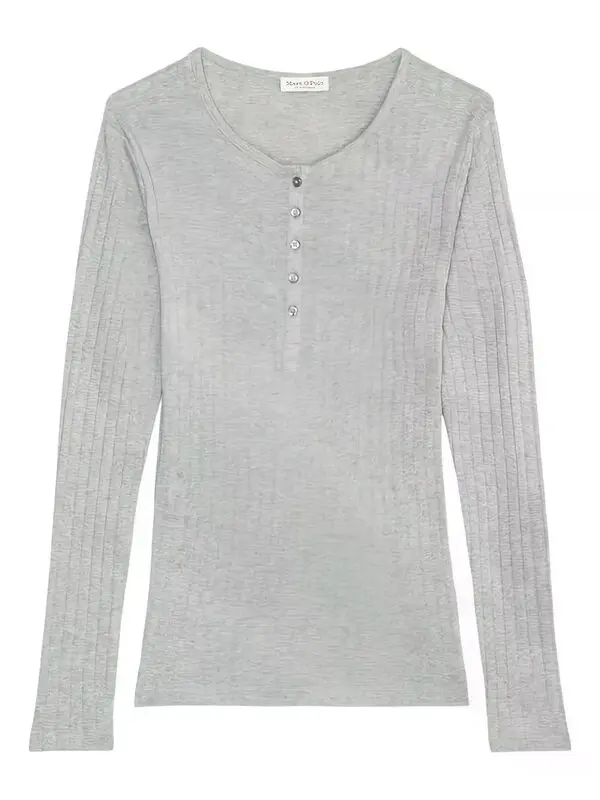 Marc O'polo Ribbed Henley Top - Grey