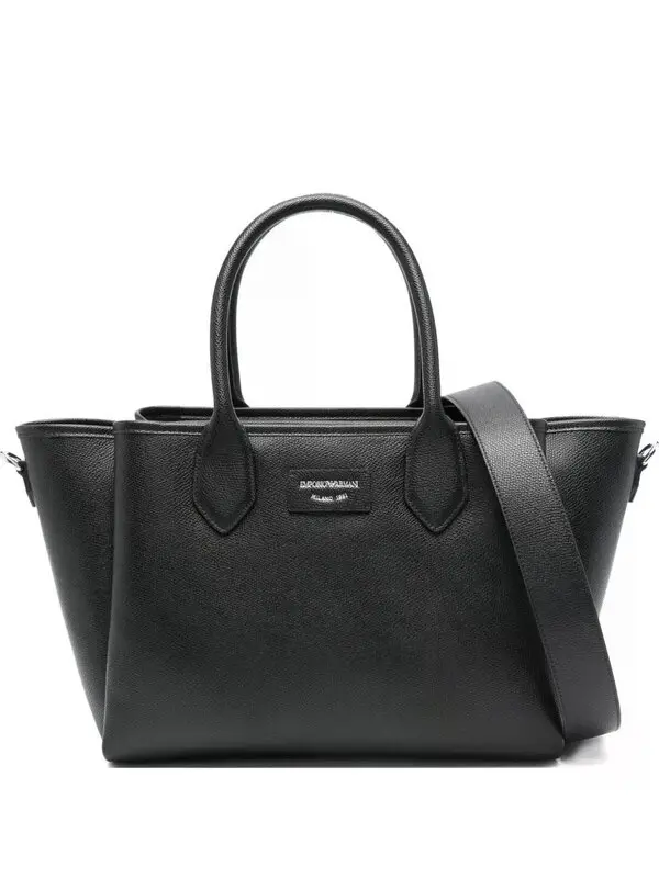 Emporio Armani Calf Leather Tote Bag - Black