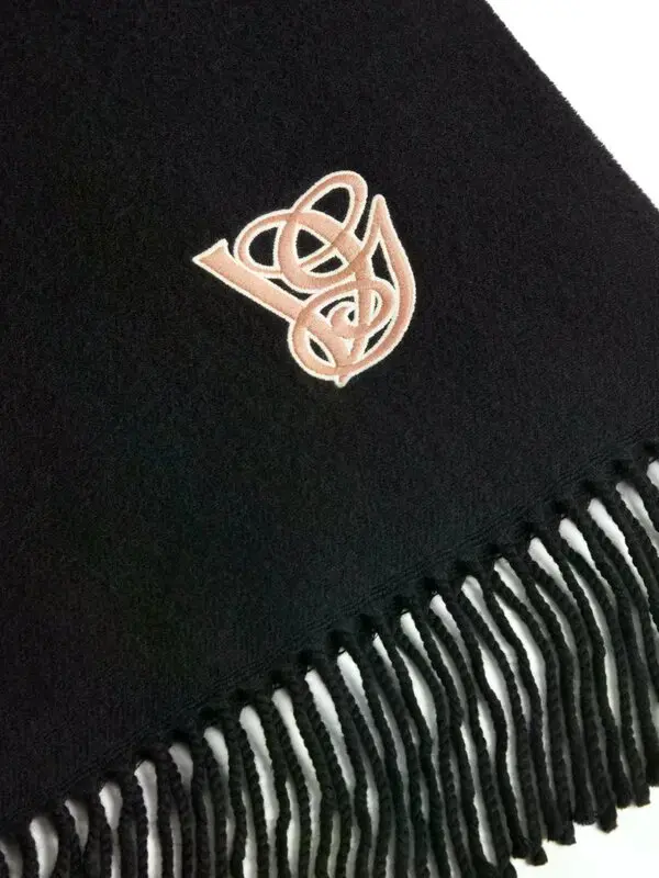 Valentino Garavani Embroidered Wool And Cashmere Scarf - Black