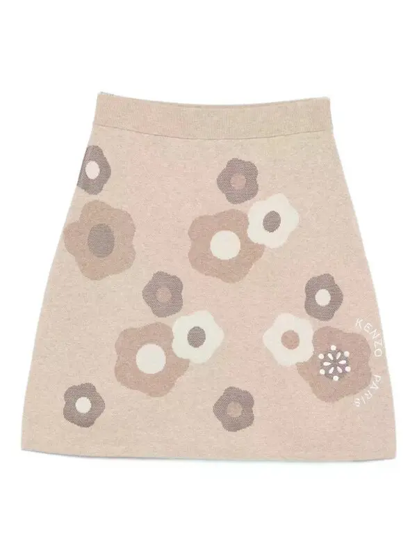 Kenzo Floral Pattern Knit Skirt - Neutrals
