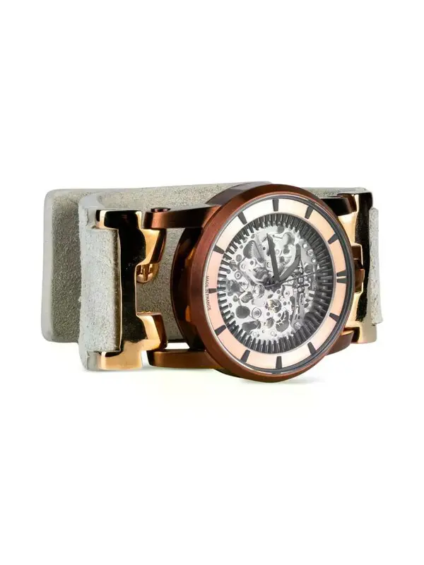 PARTS OF FOUR Automatic Watch With Rose Gold Plated Bezel And Leather Strap