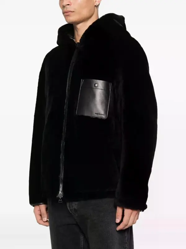 YVES SALOMON Shearling Hooded Reversible Jacket - Black