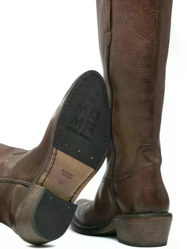 Moma Leather Cowboy Boots - Brown