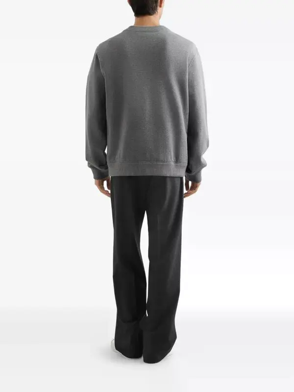 Dolce & Gabbana Crew Neck Sweater With Crest Appliqu - Grey