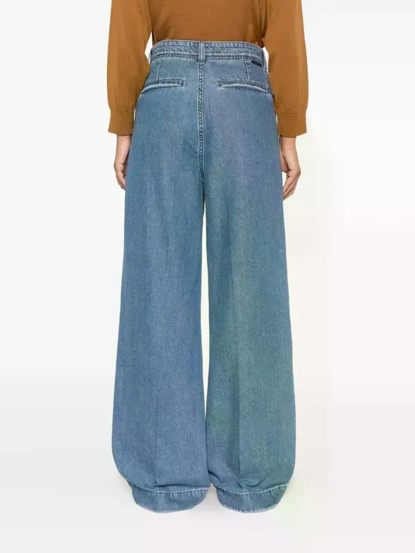 7 For All Mankind Pleat Detail Wide Leg Jeans