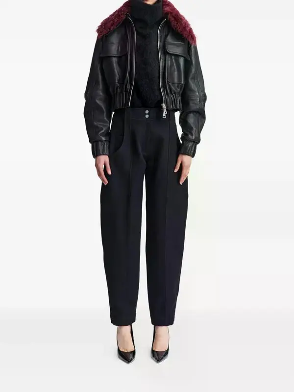 16Arlington Cie Leather Bomber Jacket With Shearling Collar