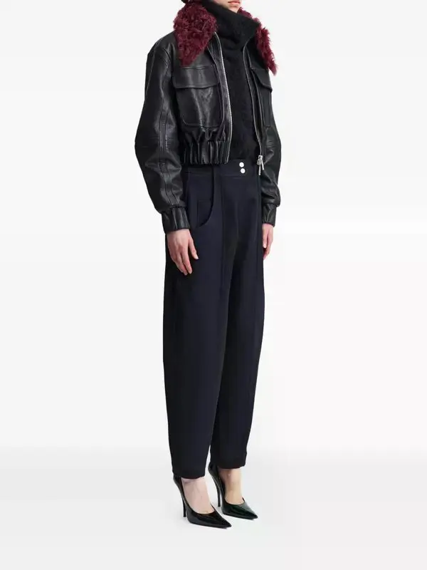 16Arlington Cie Leather Bomber Jacket With Shearling Collar