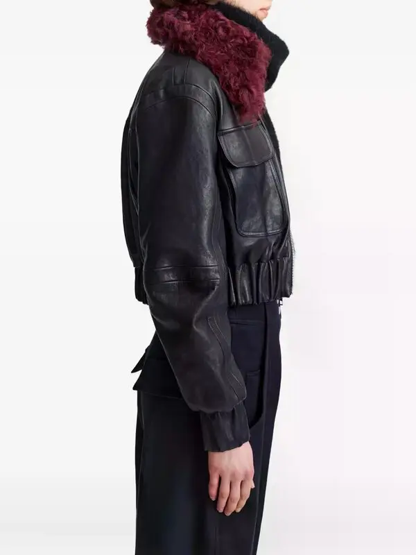 16Arlington Cie Leather Bomber Jacket With Shearling Collar