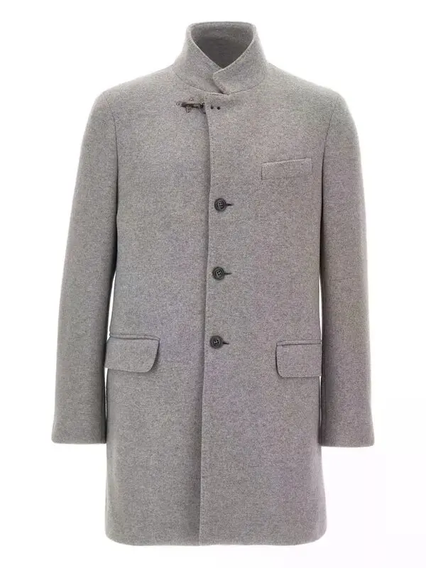 FAY Stand-collar Flap-pocket Coat - Grey