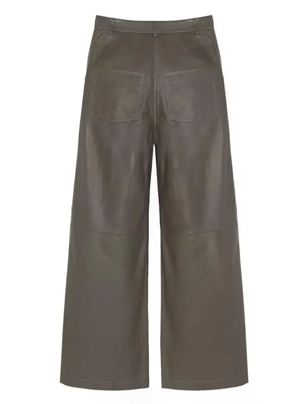 YVES SALOMON Leather Wide-leg Trousers - Grey