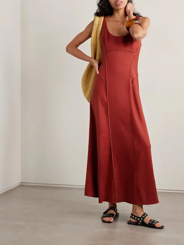 Adam Lippes Shay Paneled Stretch-canvas Midi Dress