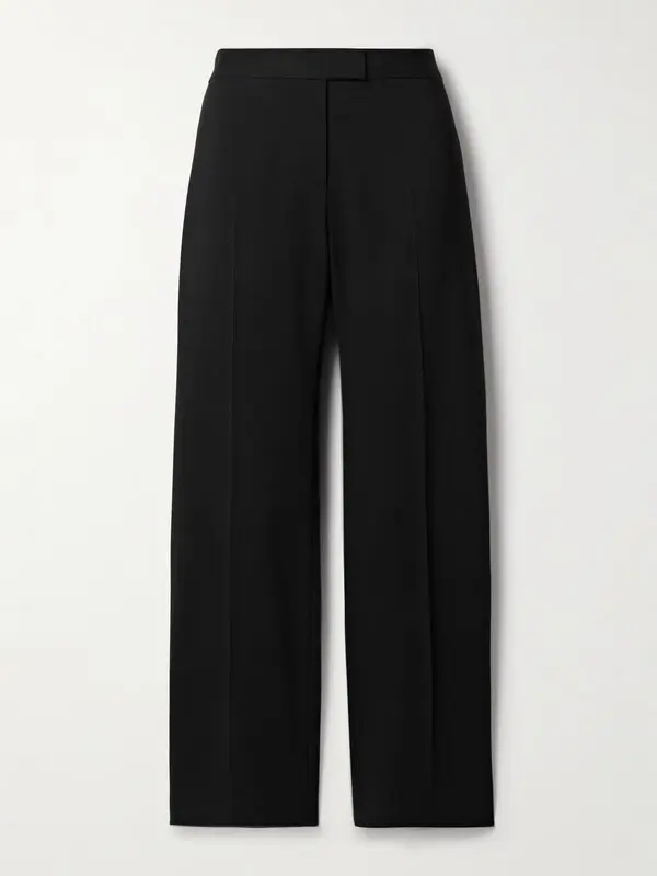 Khaite Callen Crepe Straight-leg Wool-blend Trousers - Black