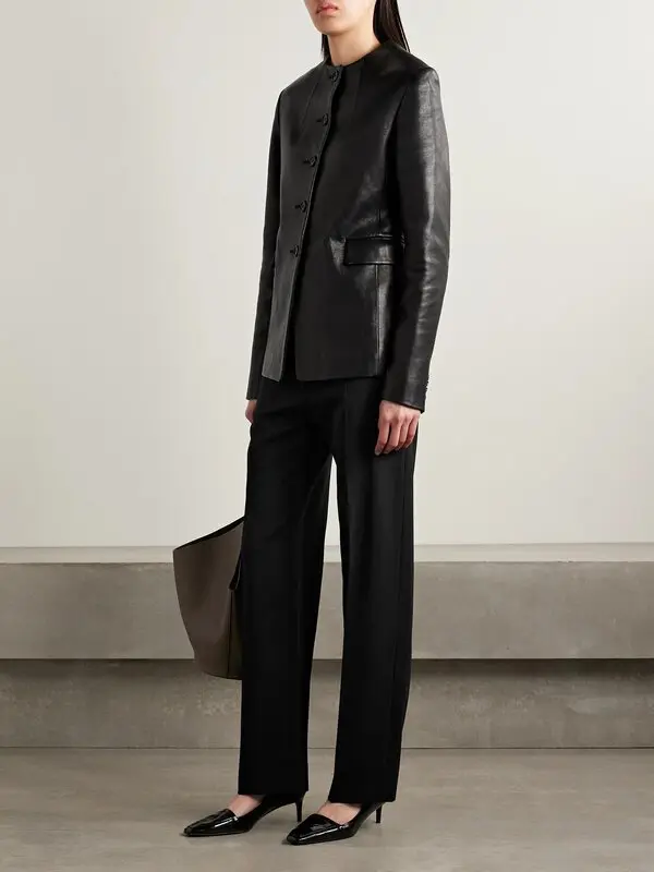 Khaite Callen Crepe Straight-leg Wool-blend Trousers - Black