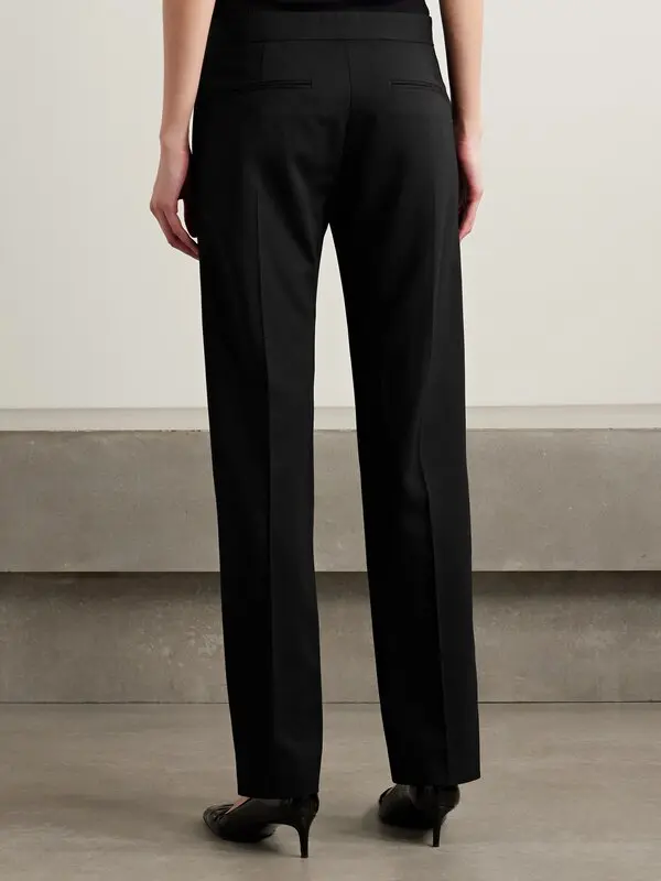 Khaite Callen Crepe Straight-leg Wool-blend Trousers - Black