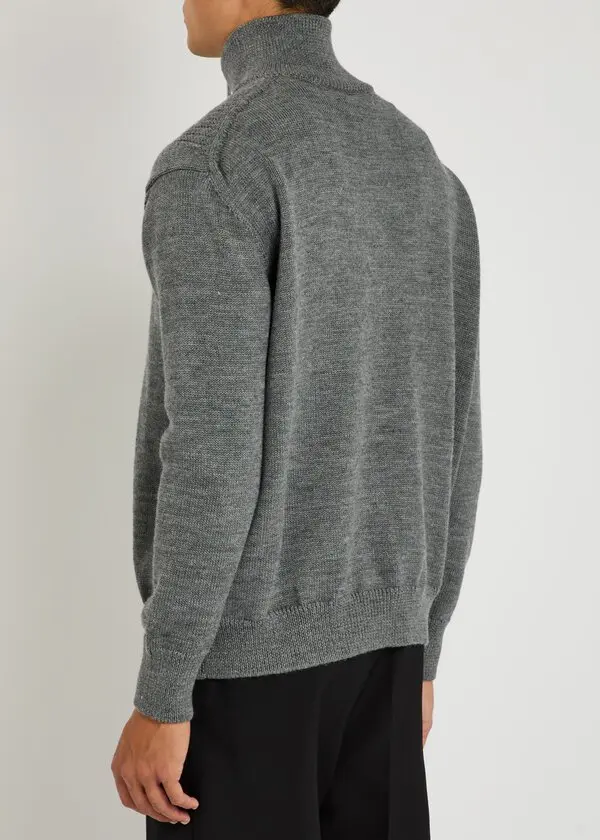JIL SANDER Melange Wool Zip-up Cardigan