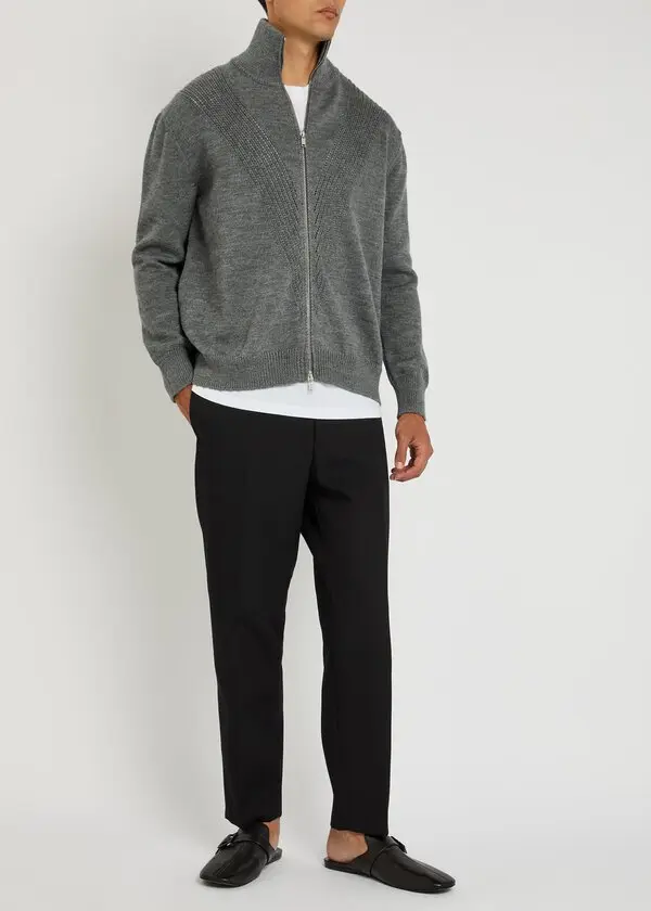 JIL SANDER Melange Wool Zip-up Cardigan