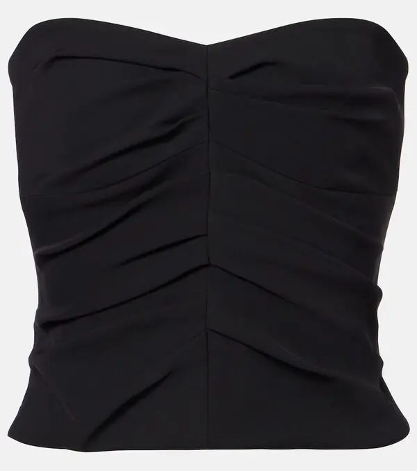 THE SEI Ruched Crepe Tube Top - Black