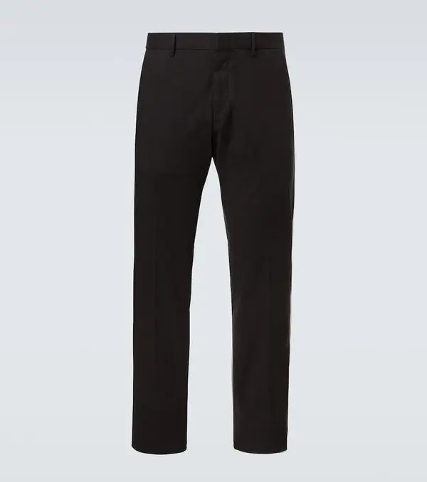 Zegna Cotton-blend Slim Fit Trousers - Black