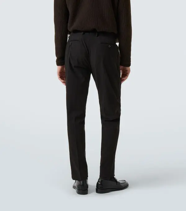 Zegna Cotton-blend Slim Fit Trousers - Black
