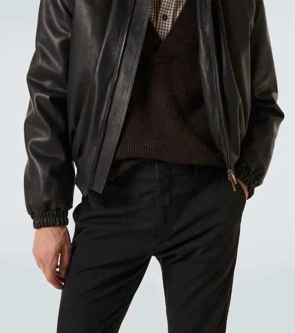 Zegna Cotton-blend Slim Fit Trousers - Black