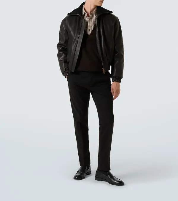 Zegna Cotton-blend Slim Fit Trousers - Black