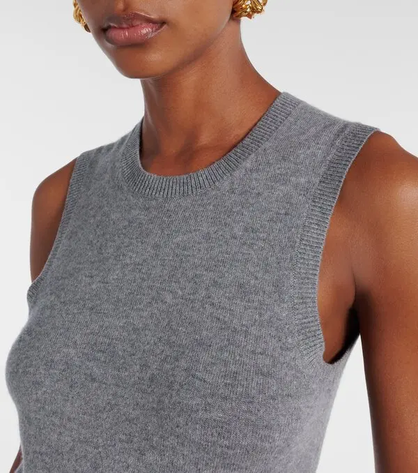 NILI LOTAN May Knitted Cashmere Tank Top - Grey