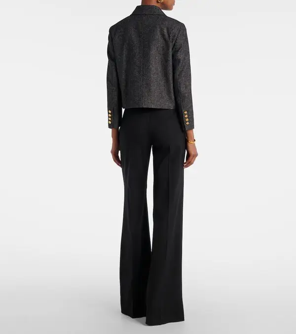 NILI LOTAN Chamonix" Graphite Donegal Cotton And Wool-blend Jacket