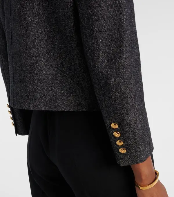 NILI LOTAN Chamonix" Graphite Donegal Cotton And Wool-blend Jacket